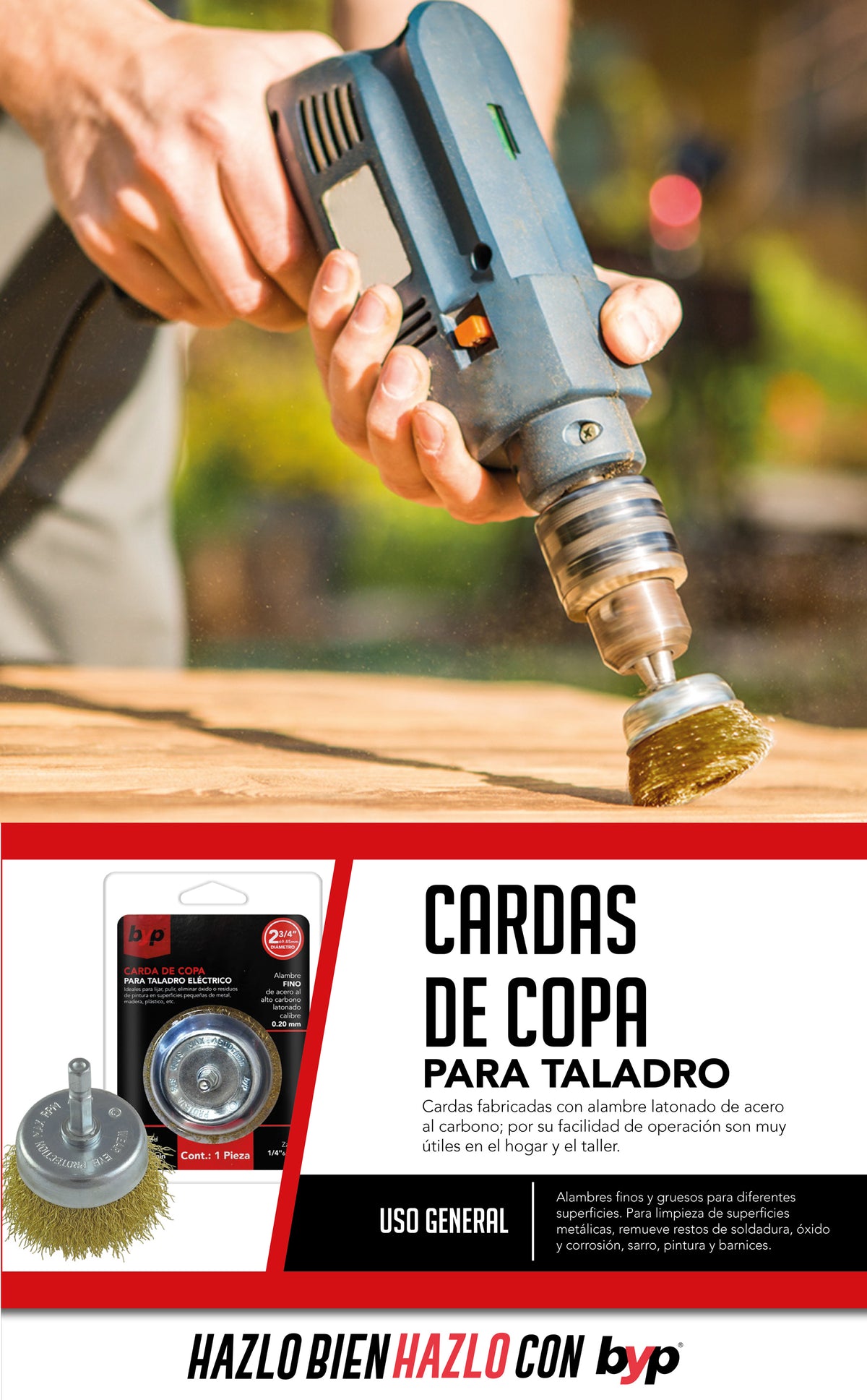 Carda de Copa para Taladro Alambre Grueso