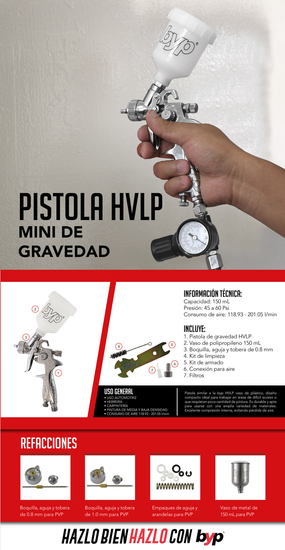 Pistola de gravedad HVLP | byp
