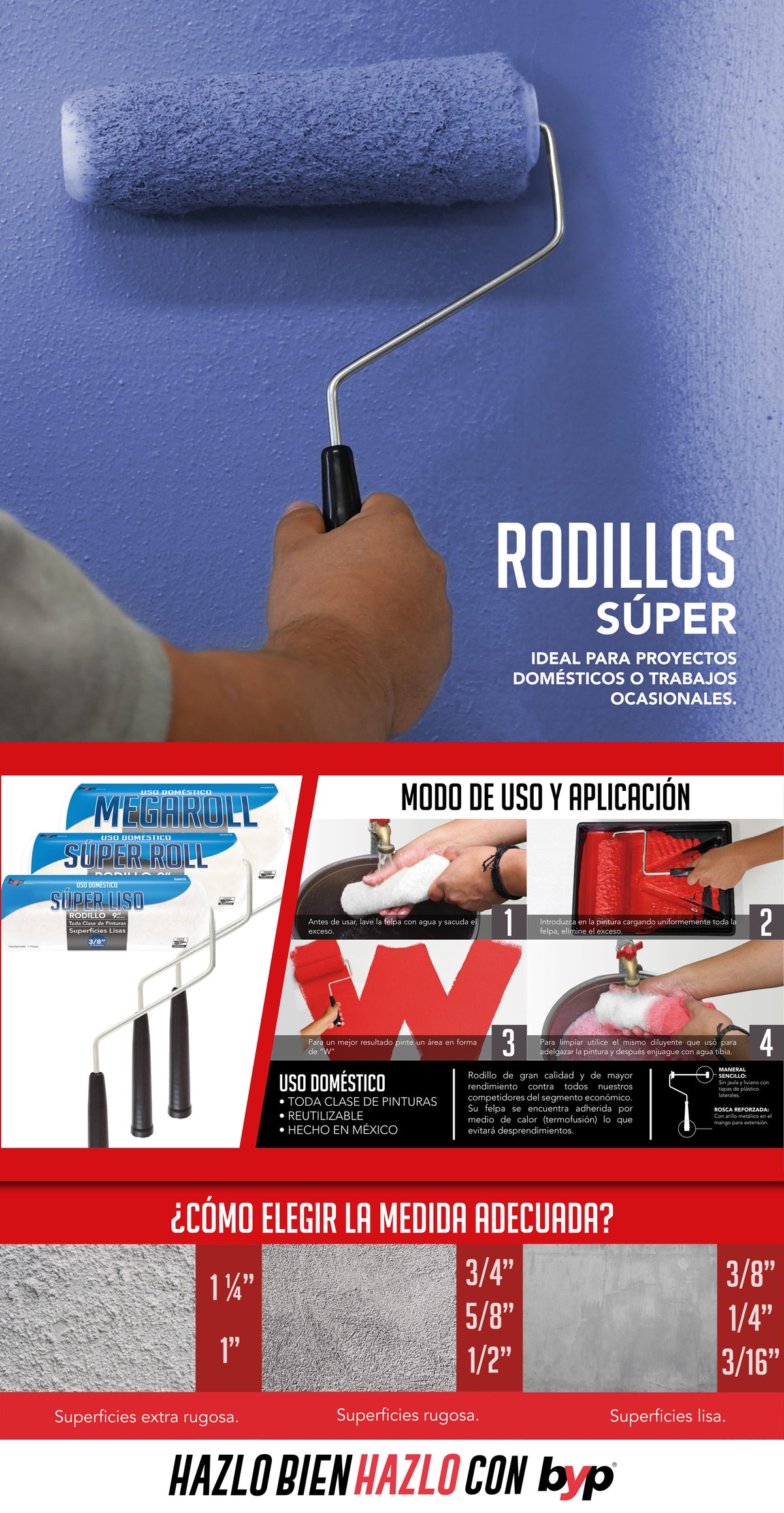 byp | Rodillos super roll para uso doméstico